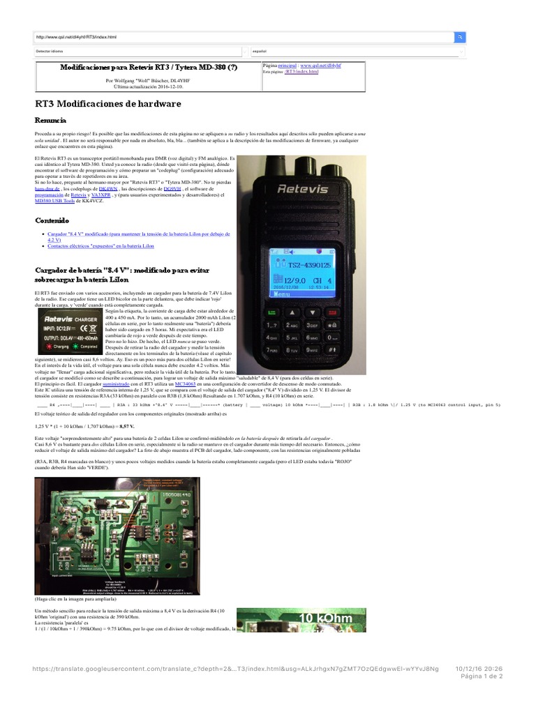 Modificaciones MD380 MD390 | PDF | Cargador de batería | Diodo emisor ...