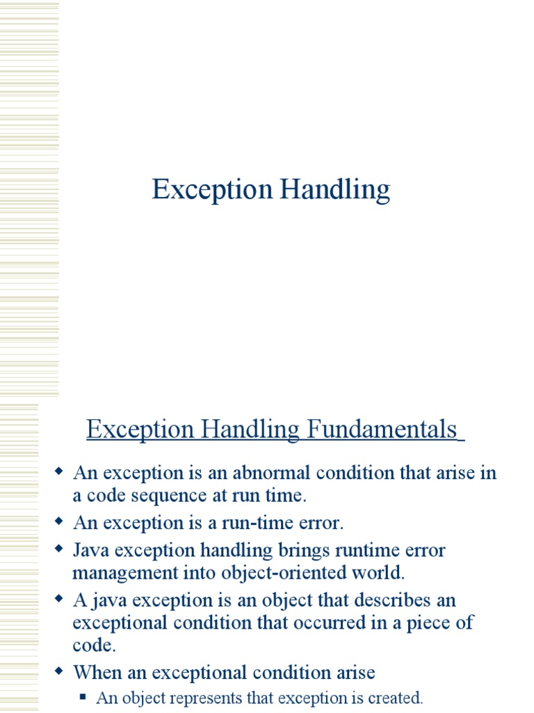 Java Exception Handling Fundamentals Explained in 40 Characters | PDF ...