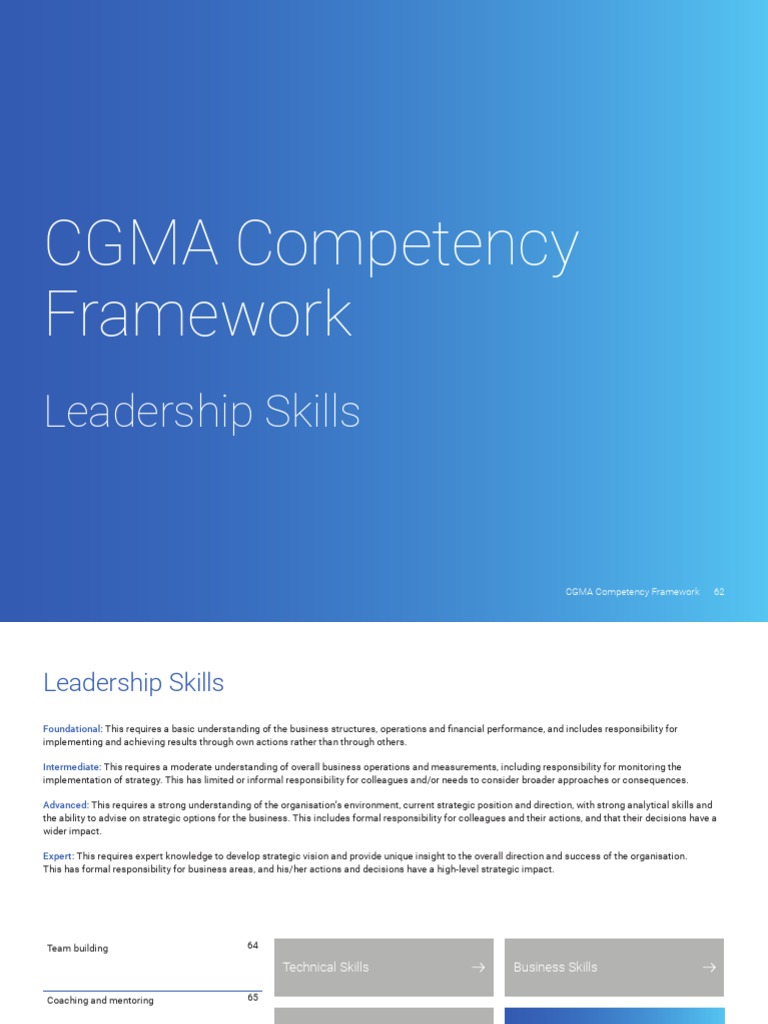 Cgma Competency Framework 2019 Edition Leadership Skills | PDF | Goal ...