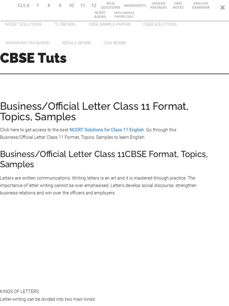 Class 11 Formal Letter Writing Guide | PDF | Paragraph | Bus