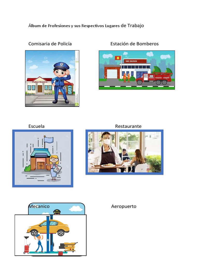 Álbum de Profesiones y Sus Respectivos Lugares de Trabajo | PDF