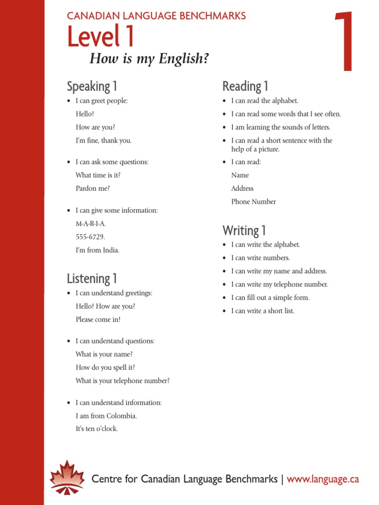 CLB 1-4 Summary | PDF | English Language | Question