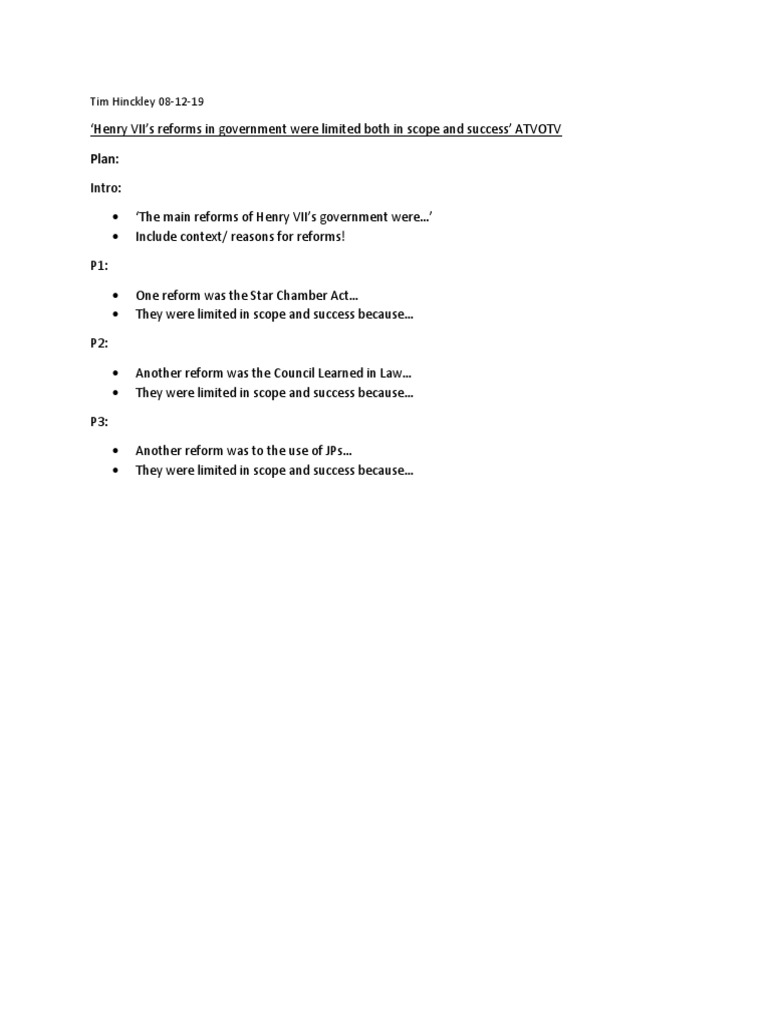 Henry VII's Limited Government Reforms | PDF | Justice Of The Peace ...