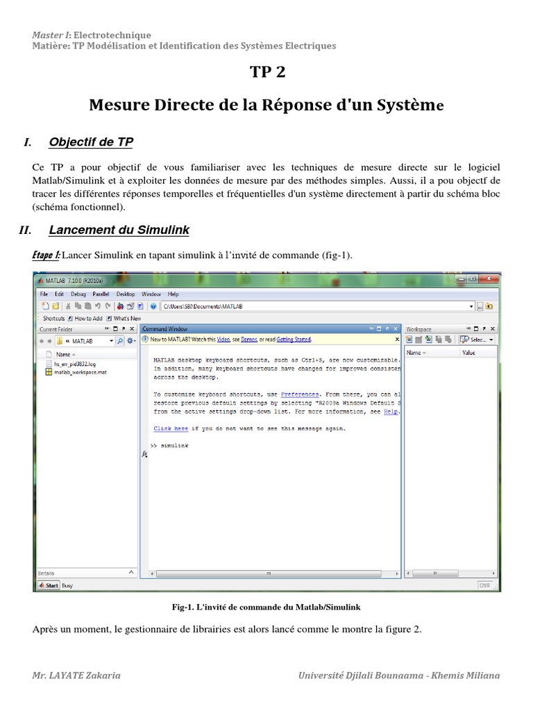TP 2 - Mesure Directe de La Réponse Dun Système | Descargar gratis PDF | Informatique | Informatique