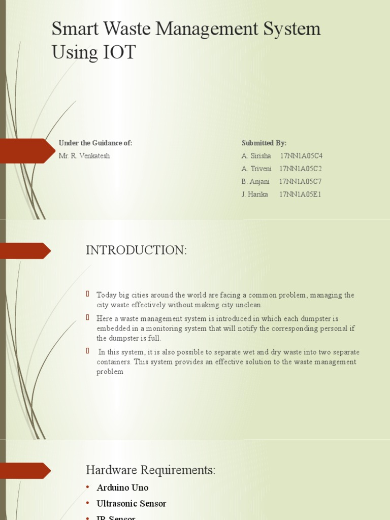 Smart Waste Management System Using IOT | PDF