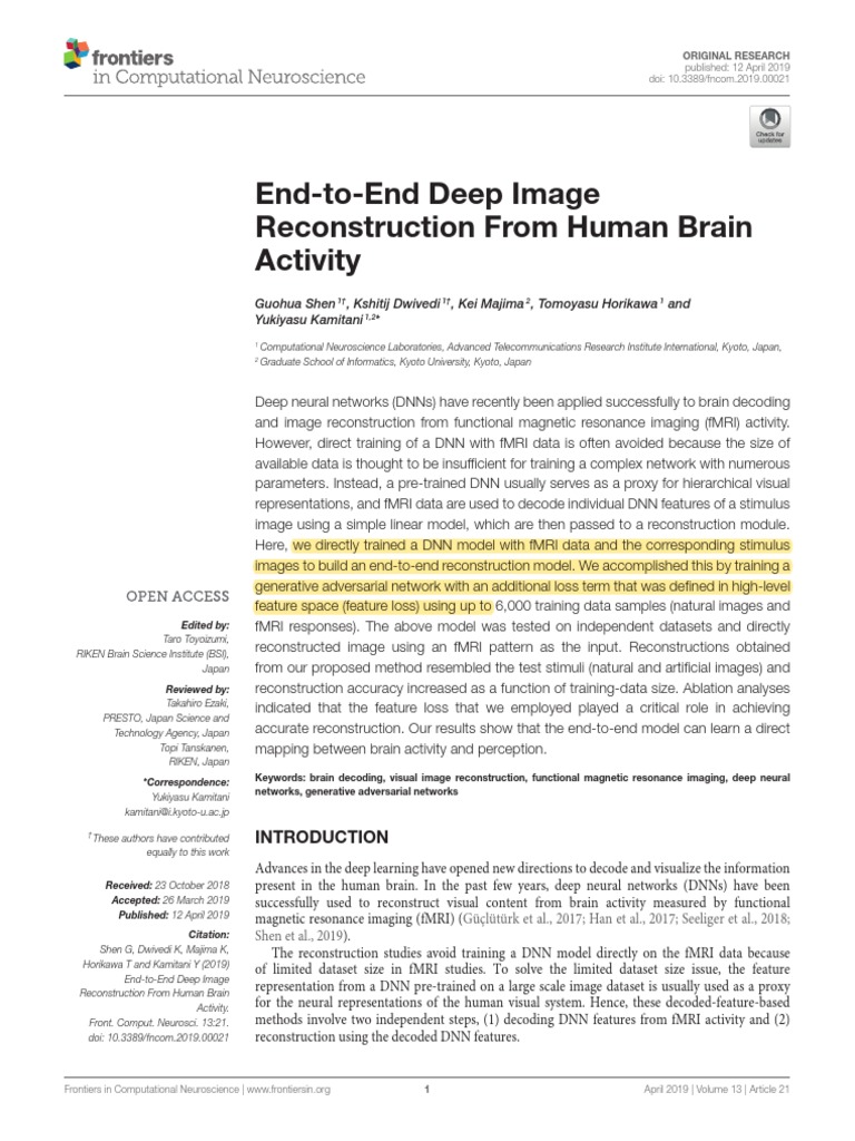 End-to-End Deep Image Reconstruction From Human Brain Activity ...