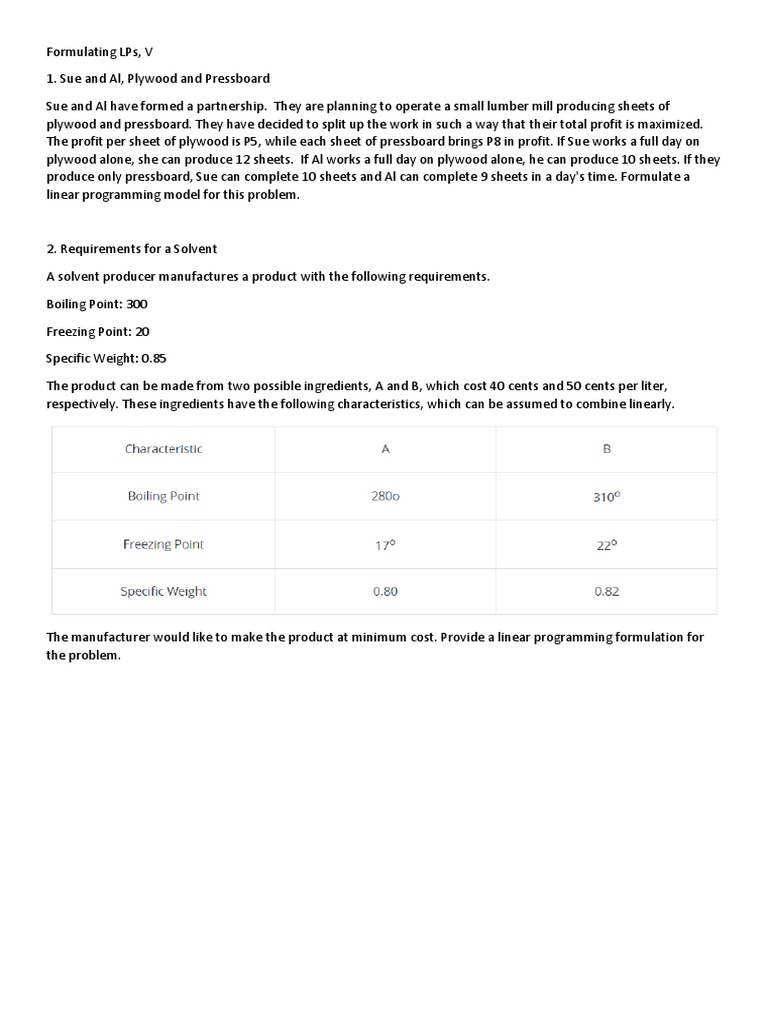 Formulating LPs | PDF | Lease | Linear Programming