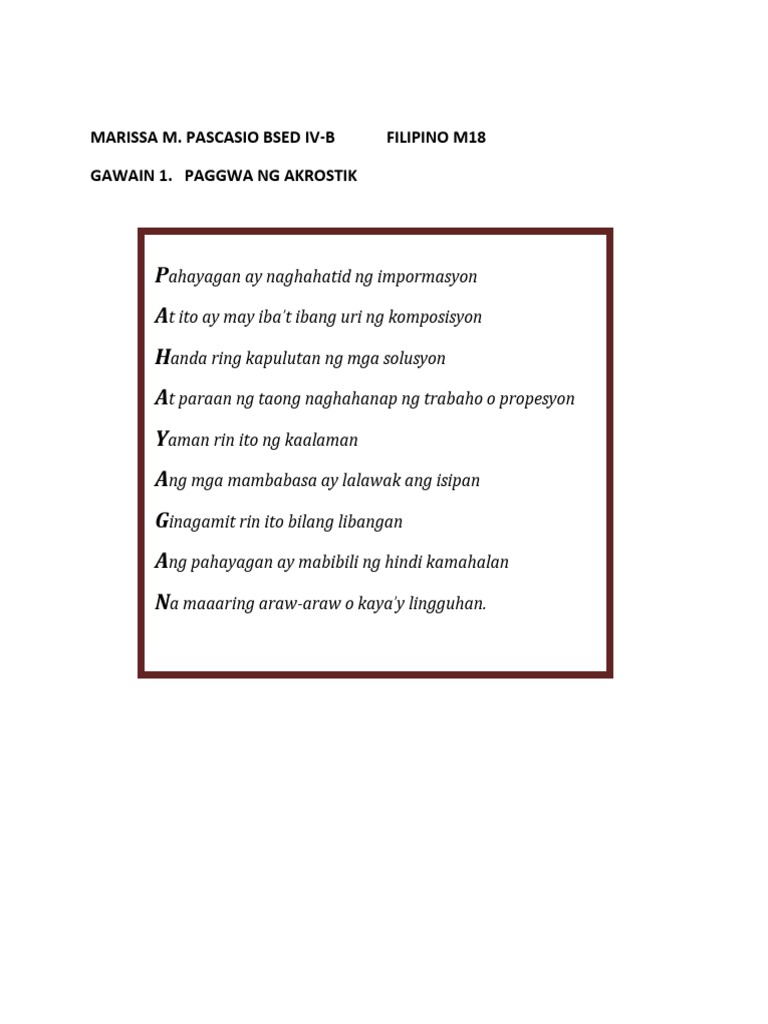 Akrostik M18 | PDF