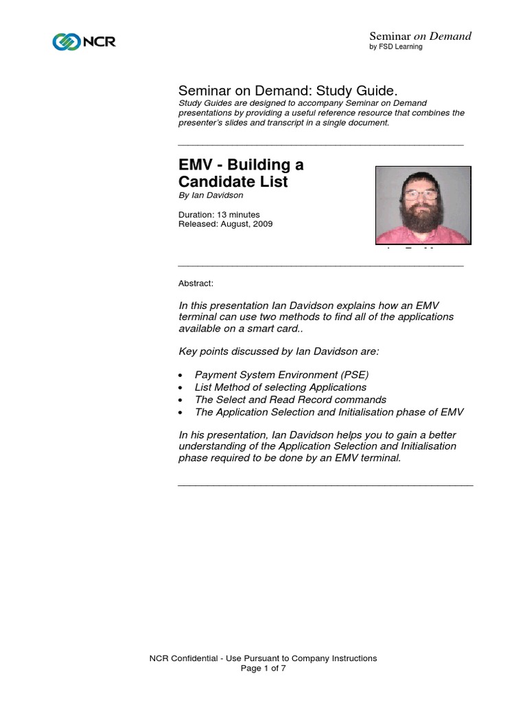 EMV - Building A Candidate List: Seminar On Demand: Study Guide | PDF ...