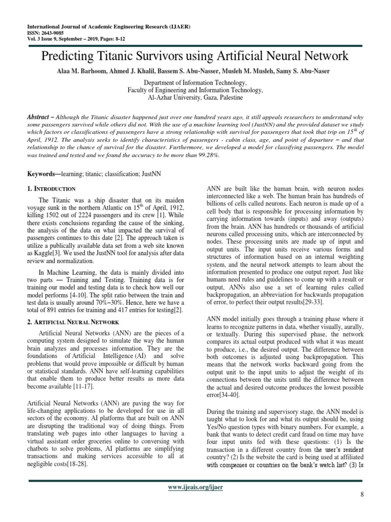 Titanic Survivals Artificial Neural Network | PDF | Artificial Neural ...