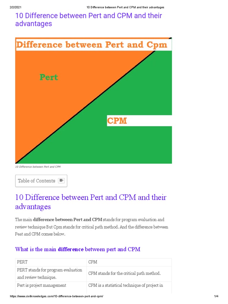 Pert and CPM and Their Advantages | PDF | Systems Science | Analysis