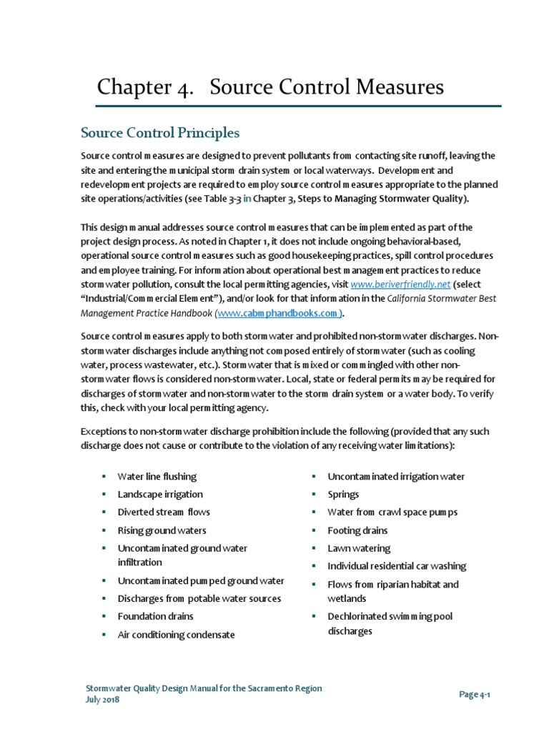 2018 SWQ Design Manual Chapter 4 (Source Control Measures) | PDF ...