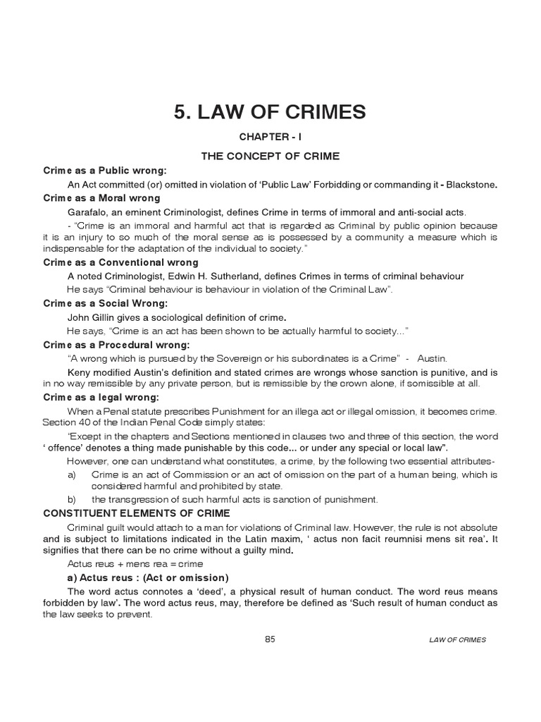 Crime Notes | PDF | Mens Rea | Crime & Violence