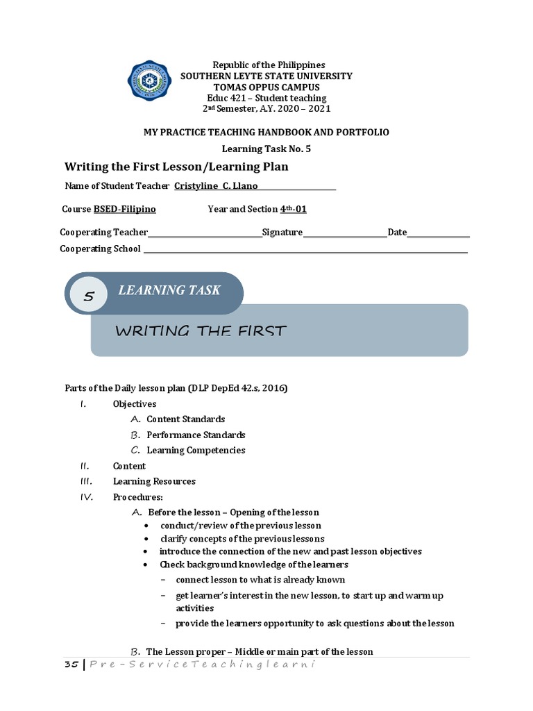 Writing Your First Learning Plan | PDF | Lesson Plan | Teachers