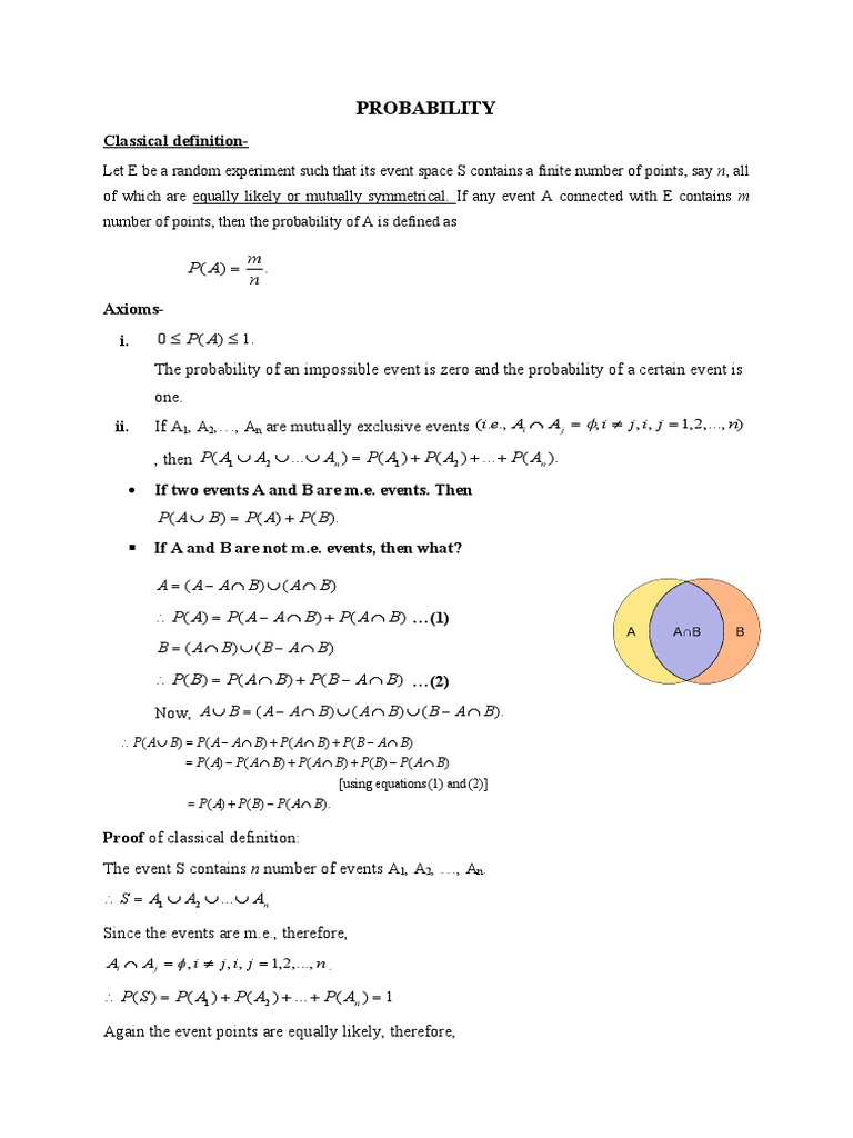 Note 1 Probability | Download Free PDF | Probability Theory | Probability