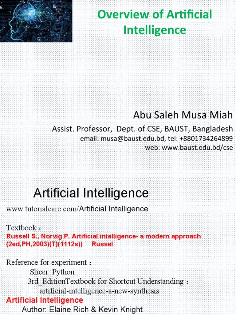 Lcture-1 Introduction To Artificial Intelligence Version-1 | PDF ...