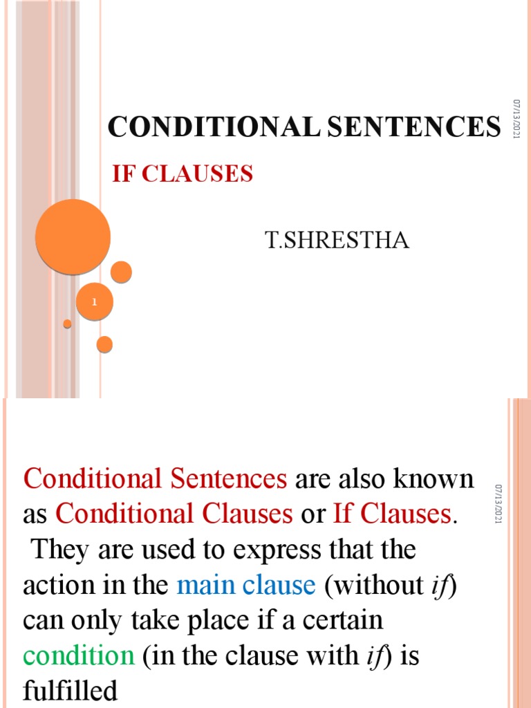 Conditional Sentences: If Clauses | PDF | Perfect (Grammar) | Sentence ...
