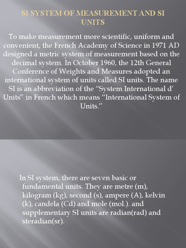 Si System of Measurement and Si Units | PDF | International System Of ...