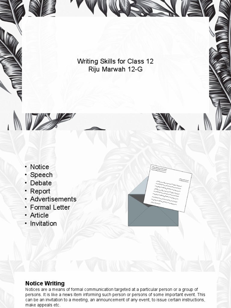 English Writing Skills PPT For Class 12 | PDF | Communication | Human ...