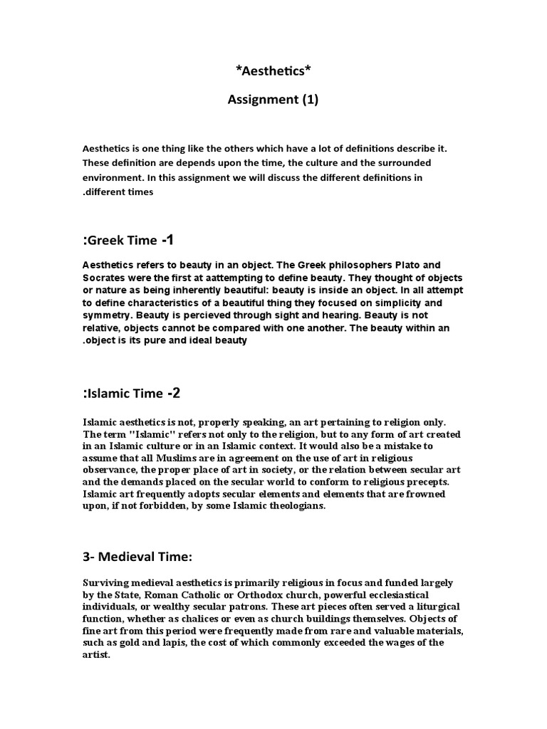 Assignment | PDF | Beauty | Aesthetics