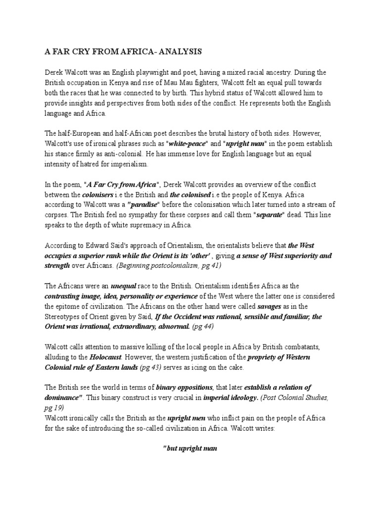 Analysis of Walcott's Anti-Colonial Poem | PDF | British Empire ...