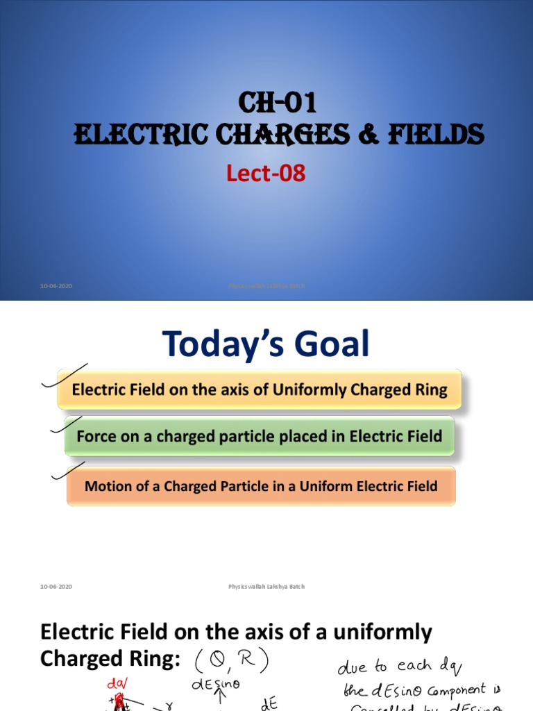 Ch-01 Electric Charges & Fields: Lect-08 | PDF | Electric Field | Electron