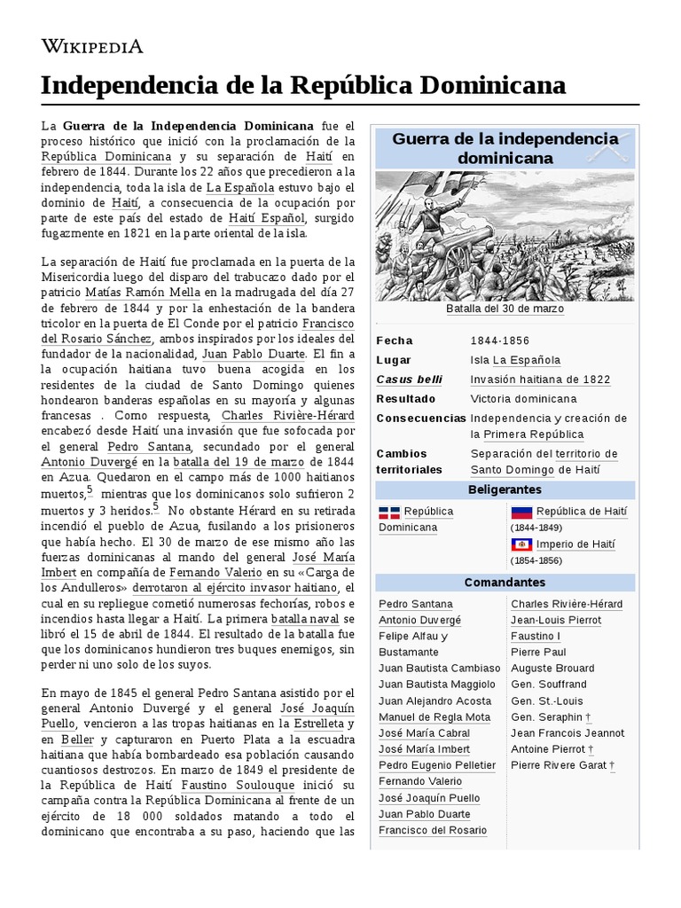 Guerra de Independencia Dominicana | PDF | República Dominicana | Gobierno