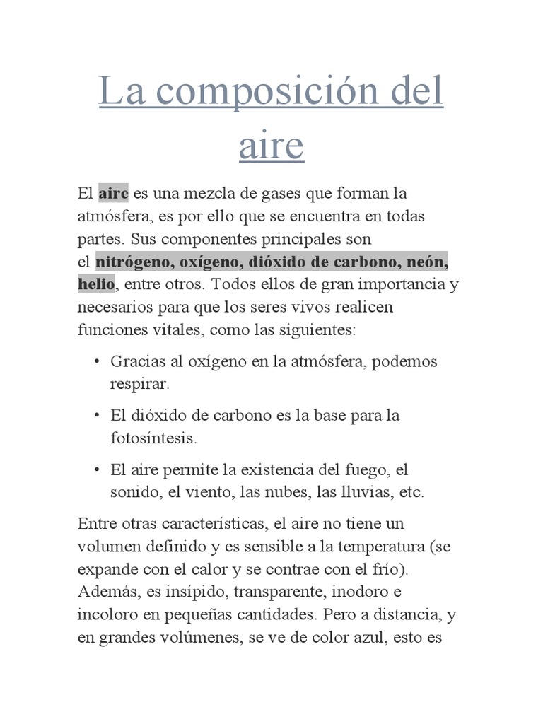 La Composición Del Aire | PDF