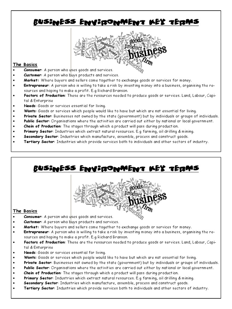 Business Environment Terminology Guide | PDF | Economies Of Scale ...