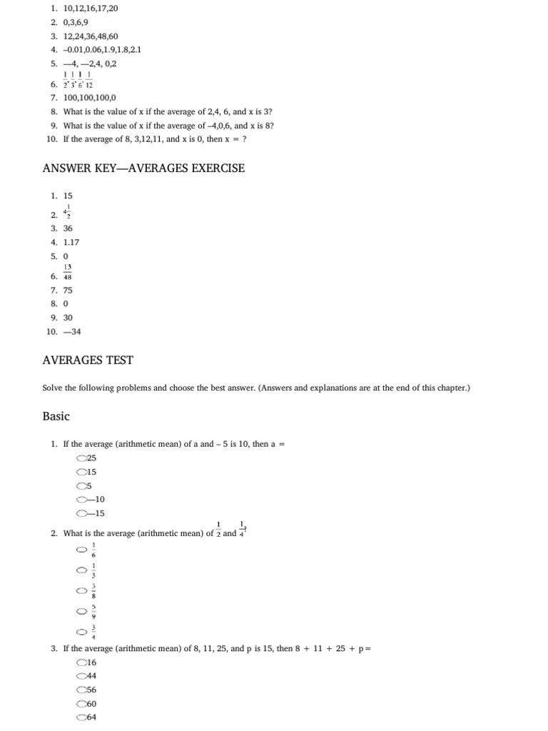Averages Questions | PDF | Ratio | Mean