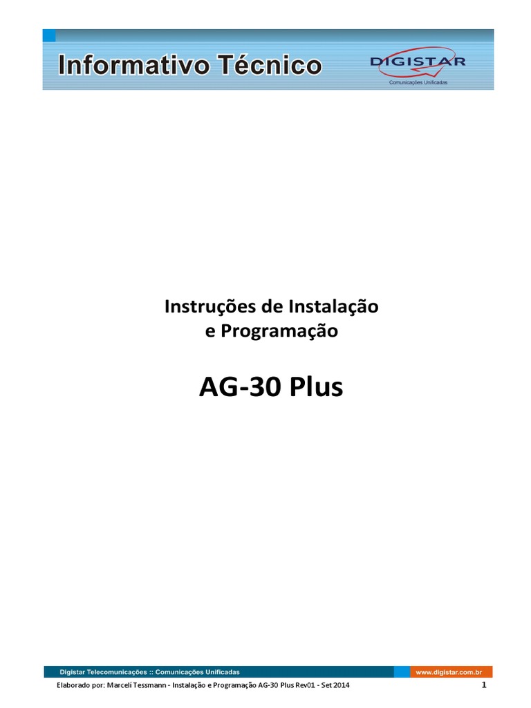 Instalação e Programação AG-30 Plus | PDF | Porta (rede de computadores ...