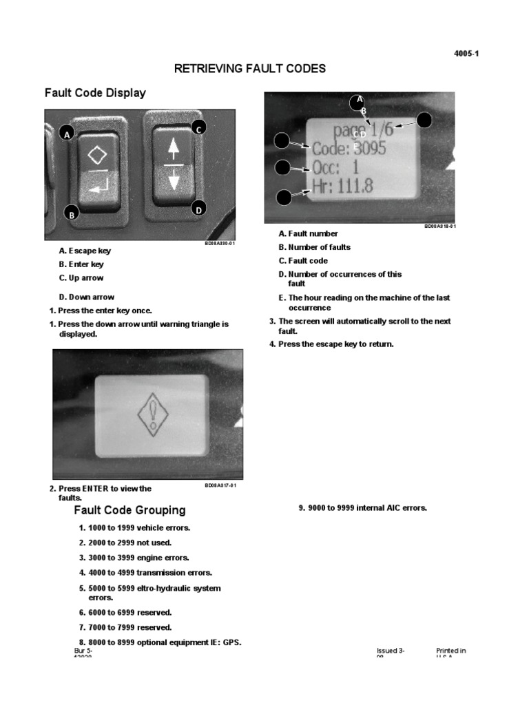 Retrieving Fault Codes Fault Code Display: A B CD E A C | PDF ...