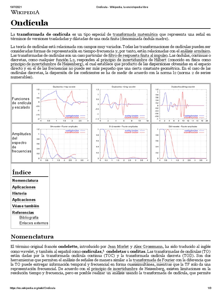 Ondícula | PDF | Wavelet | Análisis armónico