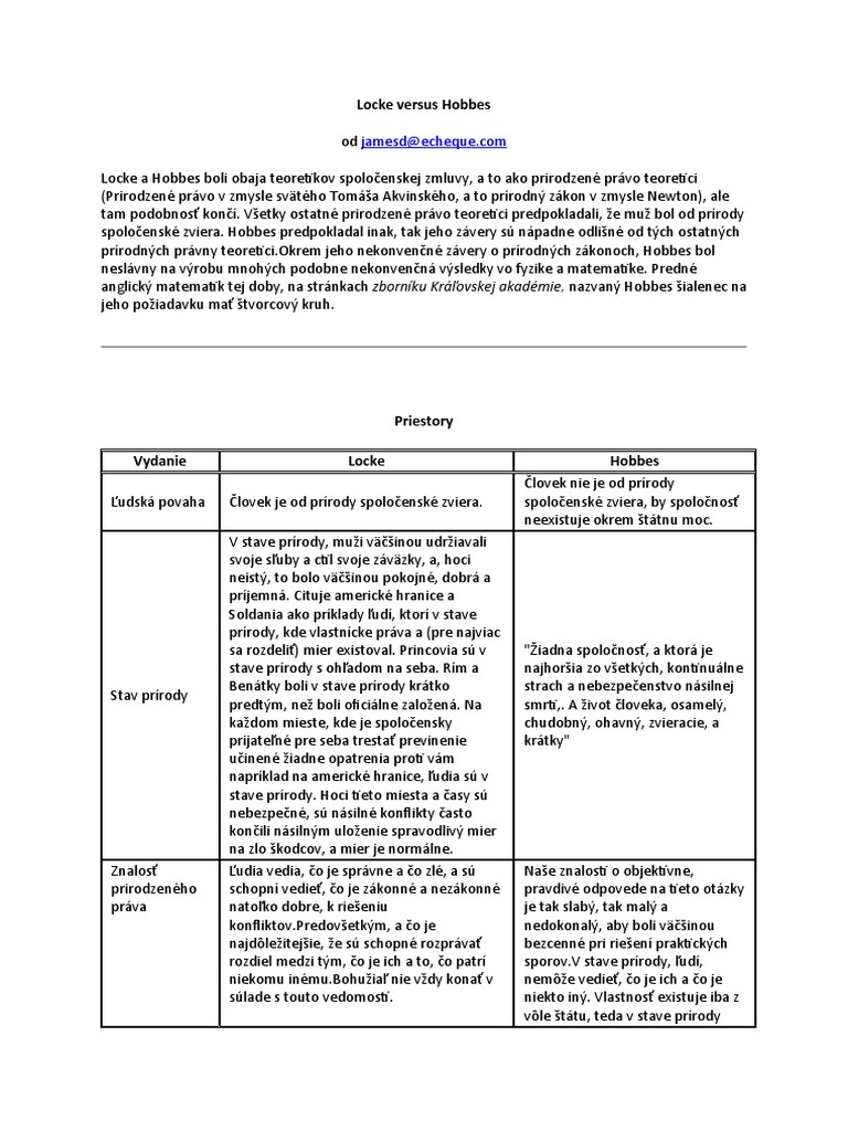 Locke Versus Hobbes | PDF