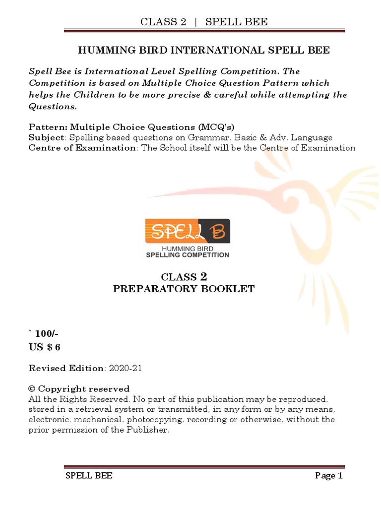 Class 2 SPELL BEE | PDF | Watermelon | Classroom