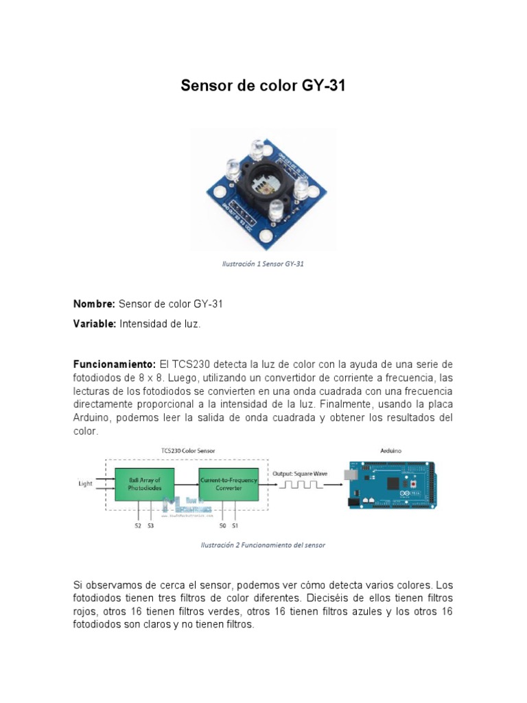 Sensor de Color GY-31 para Arduino | PDF | Color | Ligero