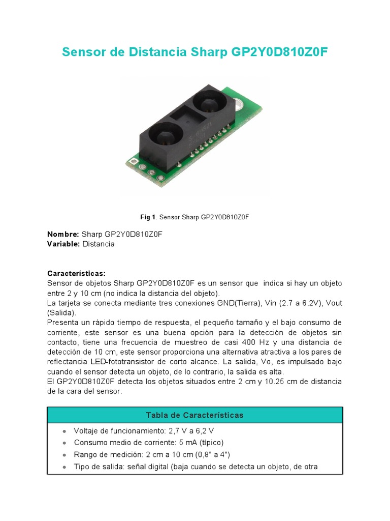 Sensor de Distancia Sharp GP2Y0D810Z0F | PDF | Bienes manufacturados ...