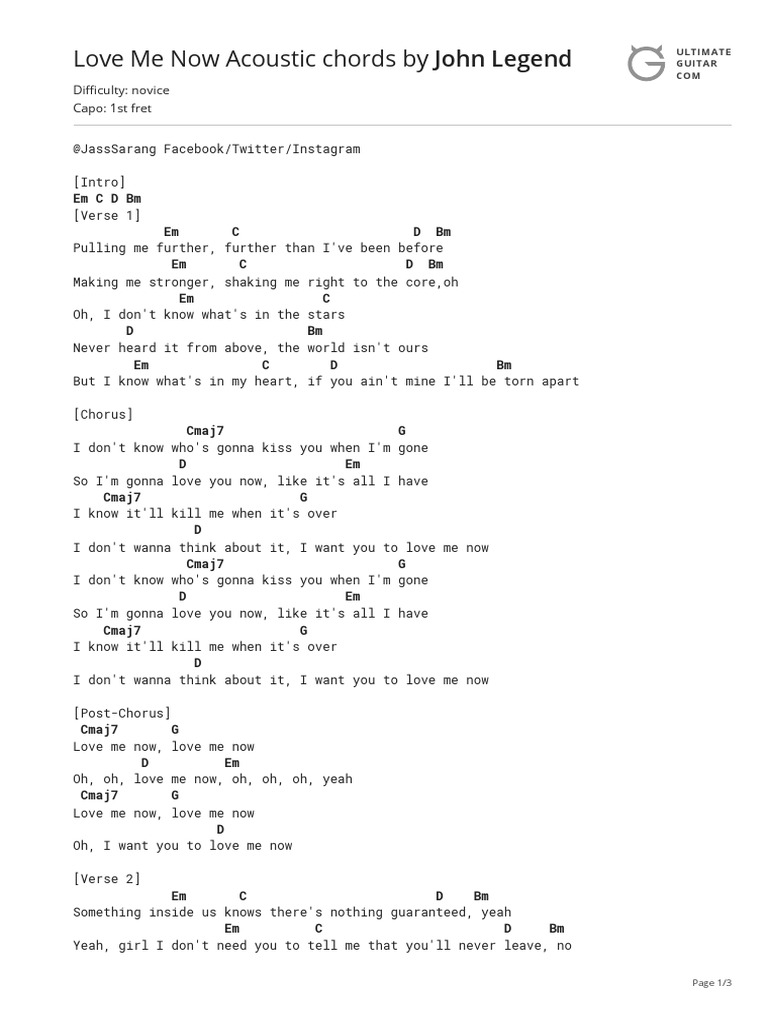 Love Me Now Chords by John Legend | PDF | Song Structure | Musical Forms