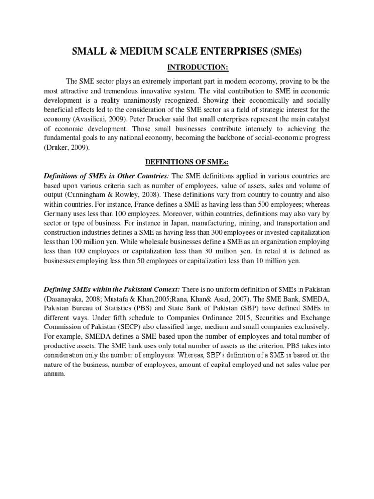 Small & Medium Scale Enterprises (Smes) | PDF | Small And Medium Sized ...