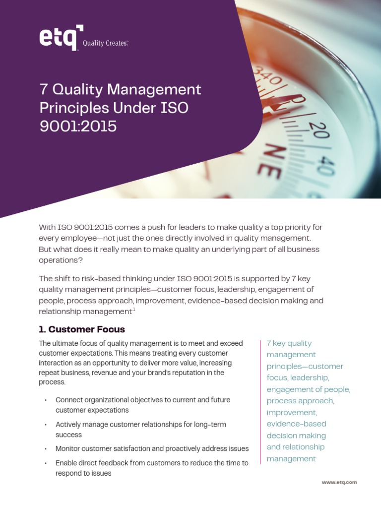 7 Quality Management Principles ISO 9001 | PDF | Quality Management ...
