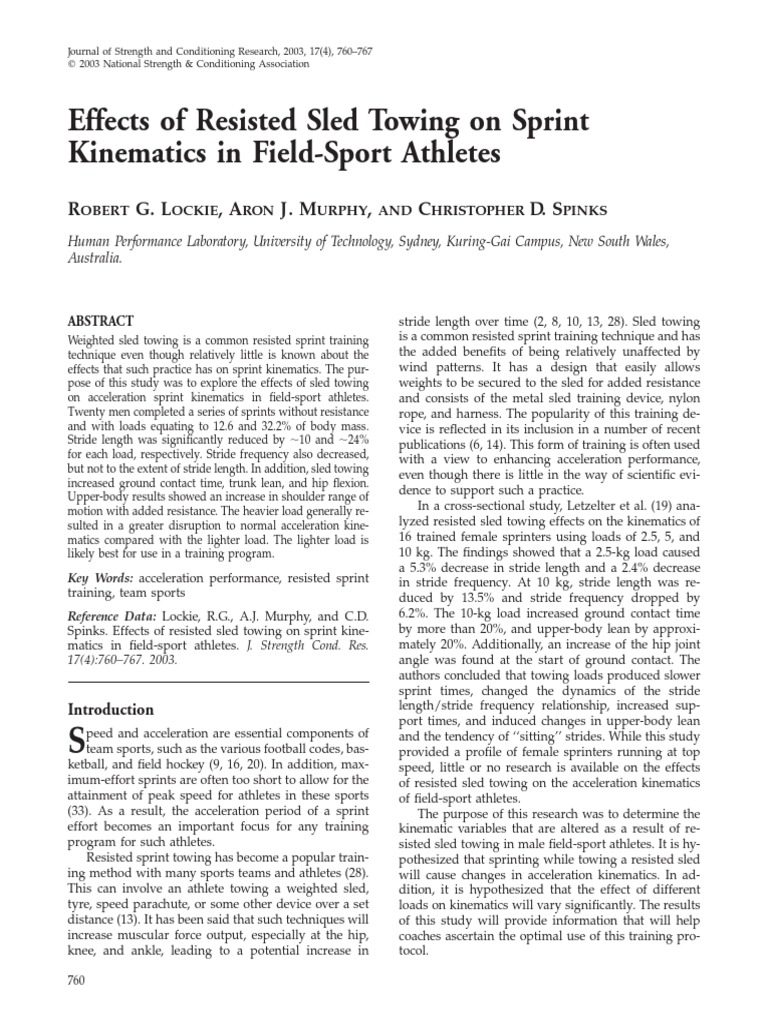 Resisted Sled Towing Effects on Sprint | PDF | Mass | Velocity