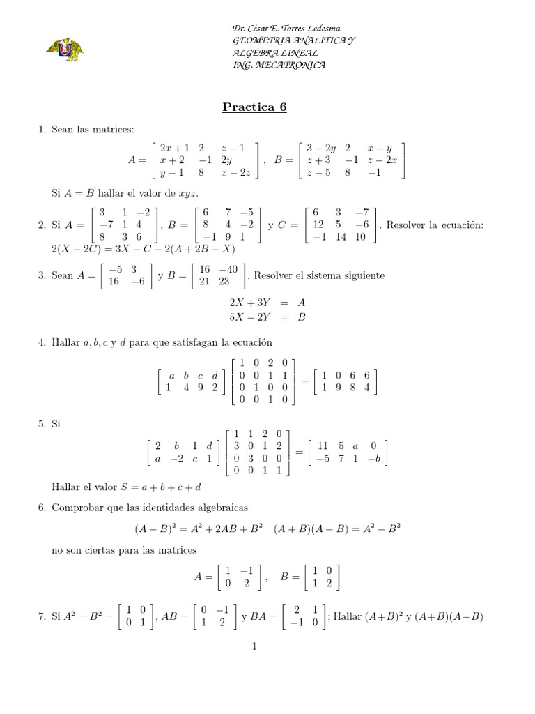 Practica VII | PDF | Matriz (Matemáticas) | Funciones y mapeos