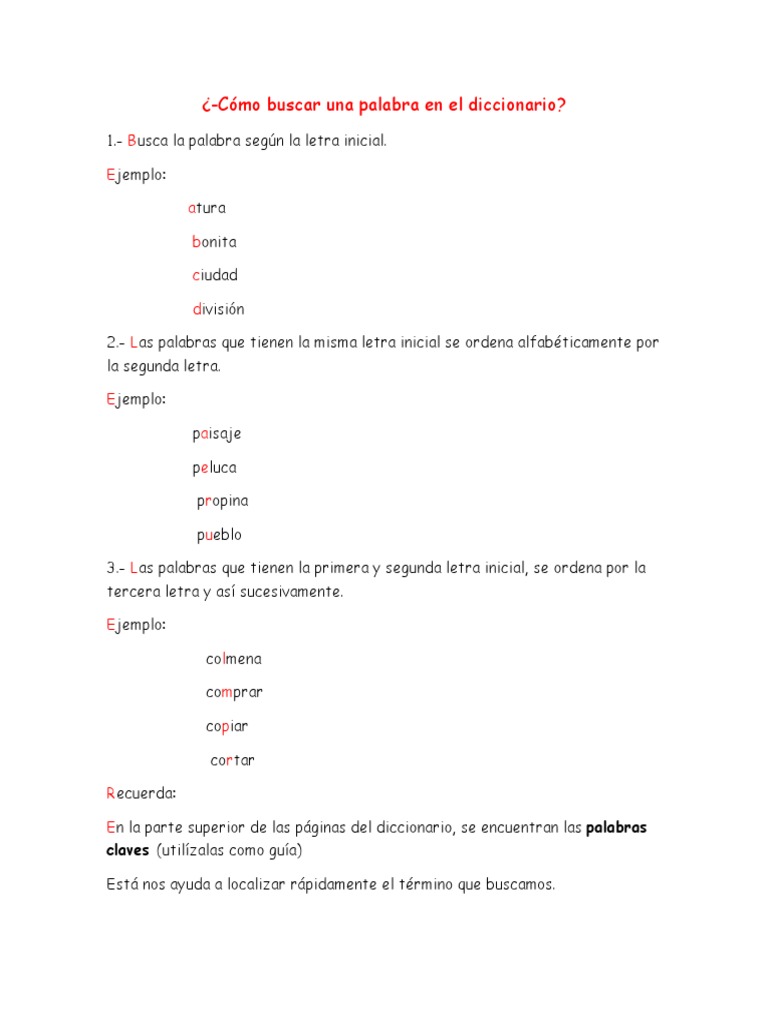 Cómo Buscar Una Palabra en El Diccionario | PDF