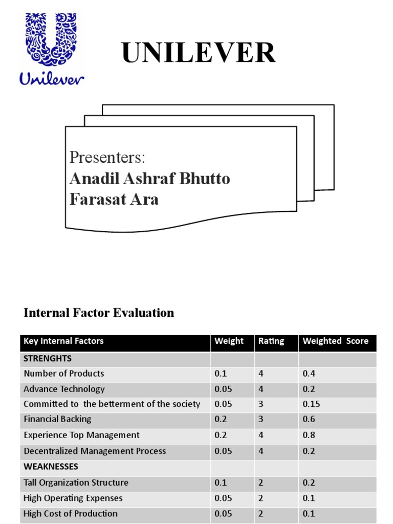 Unilever Internal Factor Evaluation | PDF | Business | Technology ...