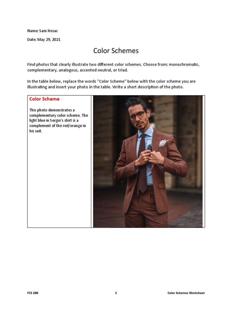 Color Scheme Worksheet | PDF
