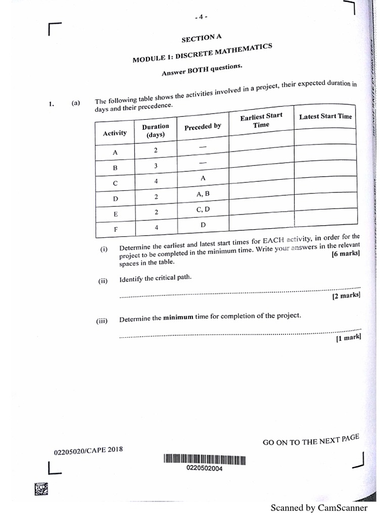 CAPE Applied Mathematics 2018 U2 P2 | PDF