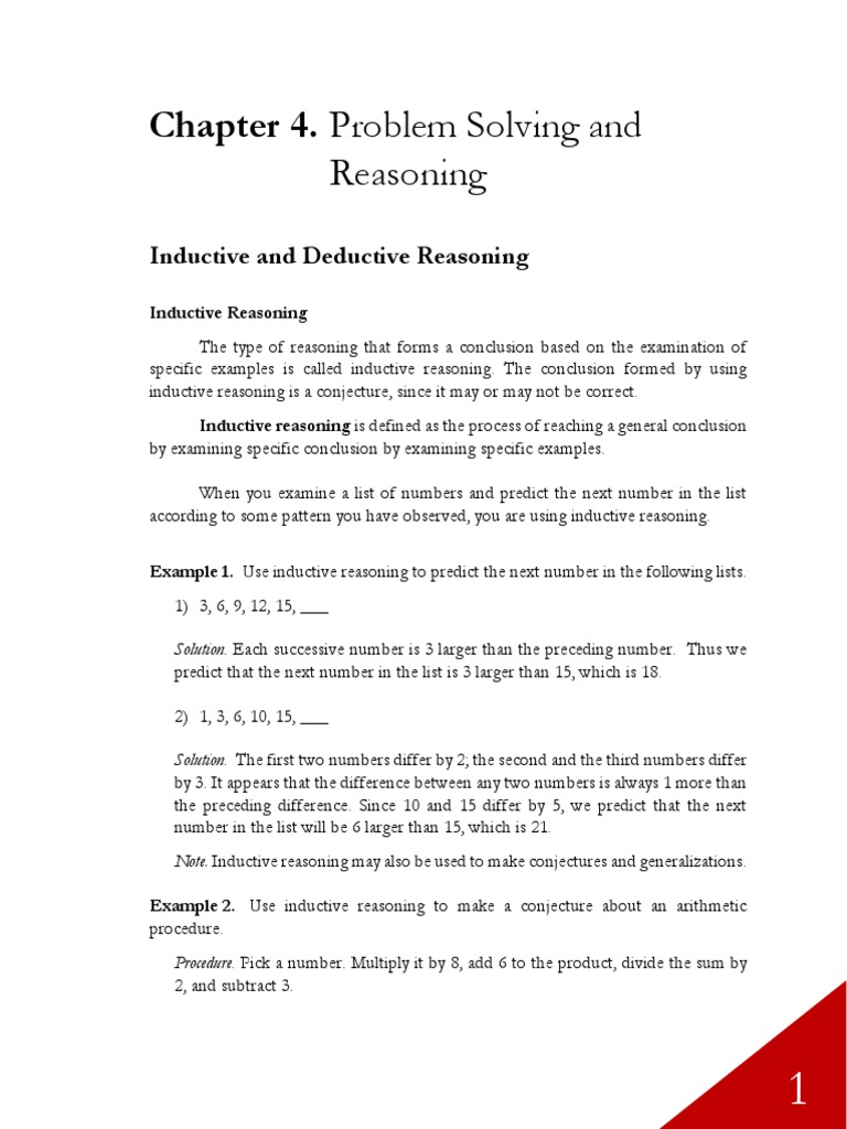 Chapter 4. Problem Solving And: Reasoning | PDF | Inductive Reasoning | Deductive Reasoning