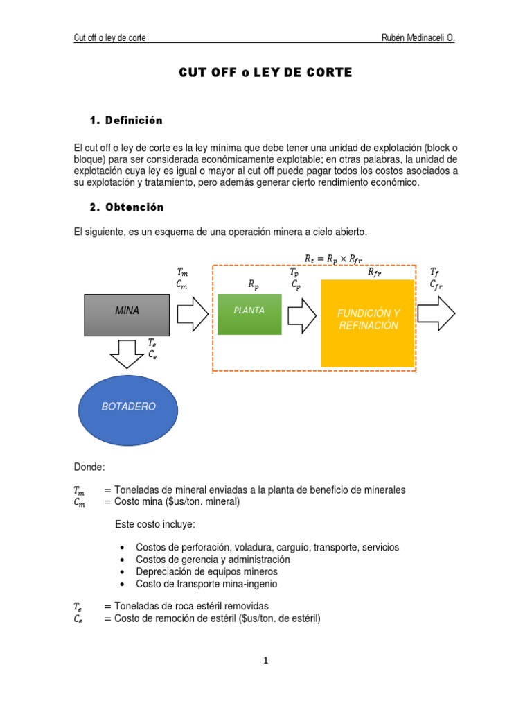 CUT OFF o LEY DE CORTE (ORIGINAL) | PDF | Minería | Mineralogía