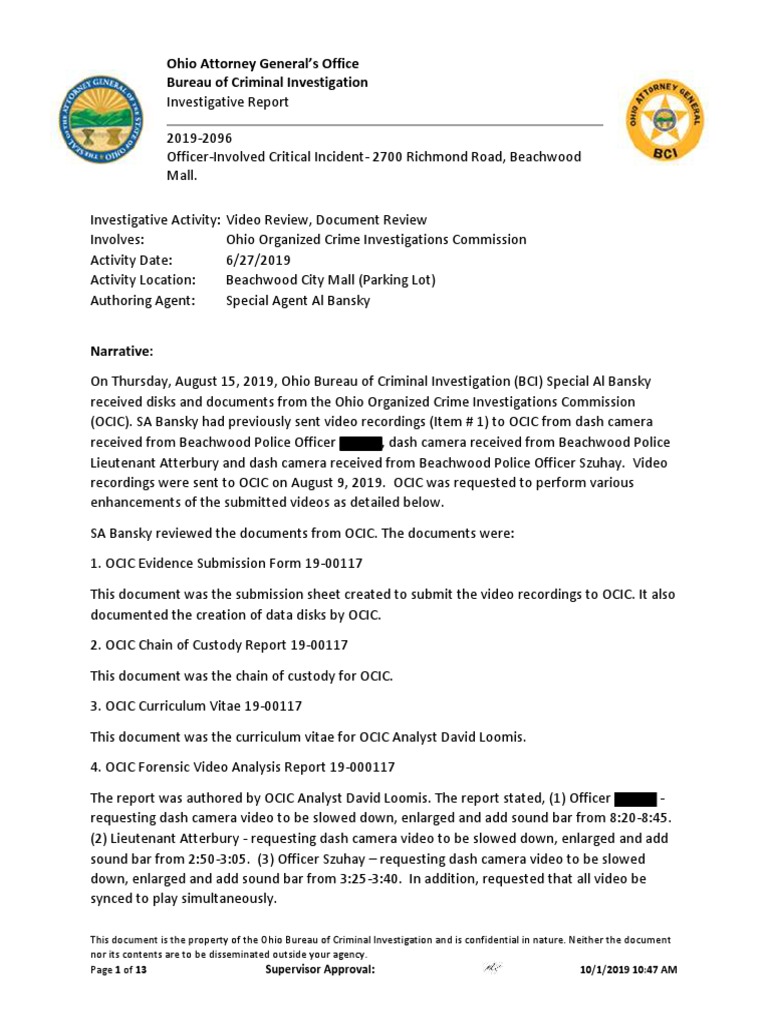 Redacted 2019-08-15 OCIC Video Enhancement - Investigative Report ...