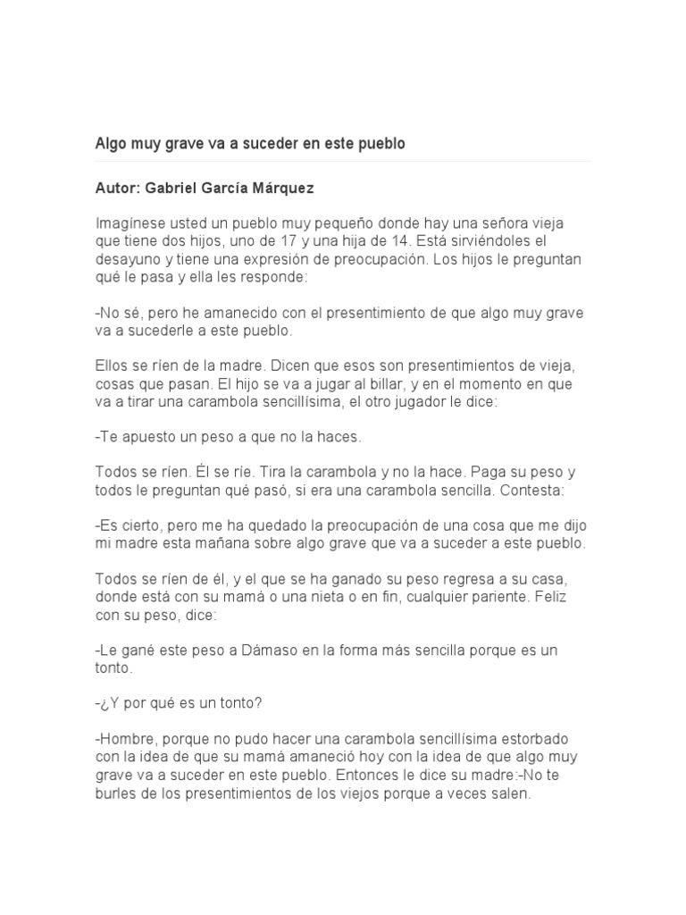 Algo Muy Grave Va A Suceder en Este Pueblonmmm | PDF | Novela negra ...